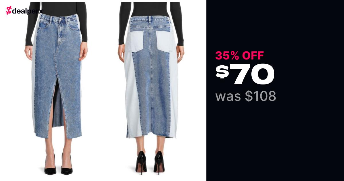 Sara Colorblock Midi Denim Skirt - Dealperx