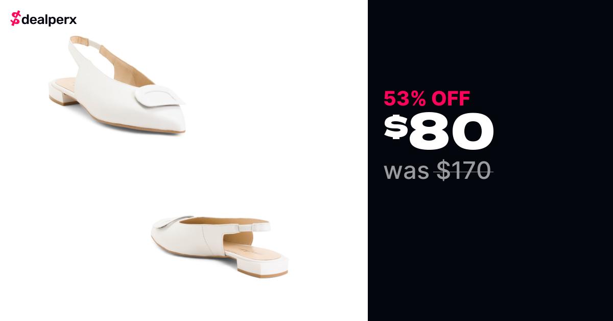 Sale on ANA PALMA Leather Pointy Toe Flats with Hardware