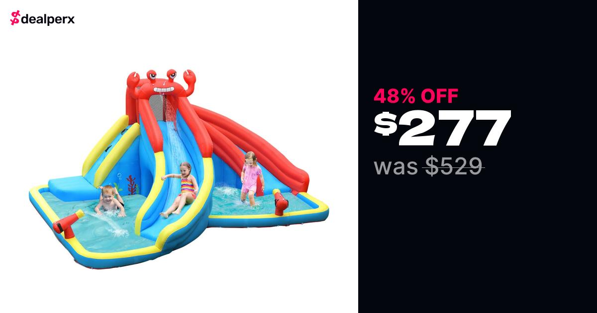 Costway Inflatable Water Slide Crab Dual Slide Bounce House Splash Pool ...