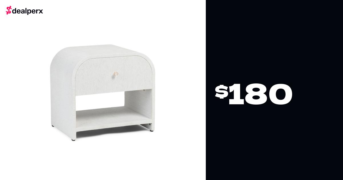 22x21x17 One Drawer Curved Raffia Side Table - Dealperx