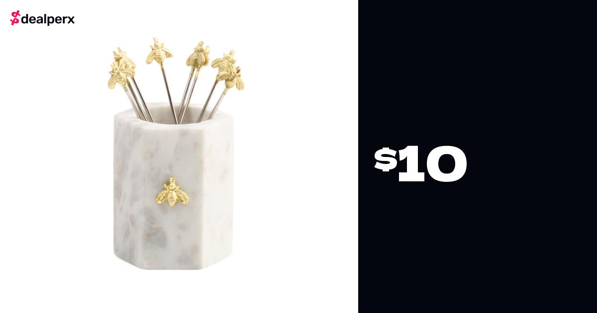 9-piece Bee Toothpicks with Holder - Dealperx