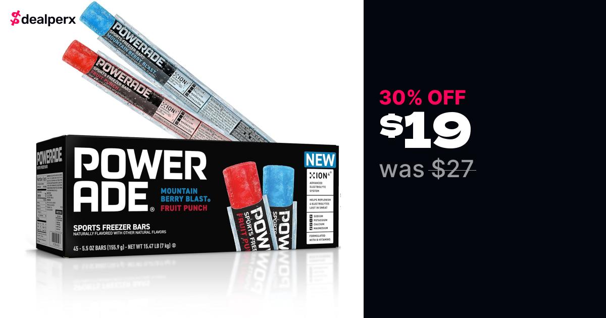 Powerade Sports Freezer Bars, Giant Sized 5.5 Oz Refreshing Ice Pops ...