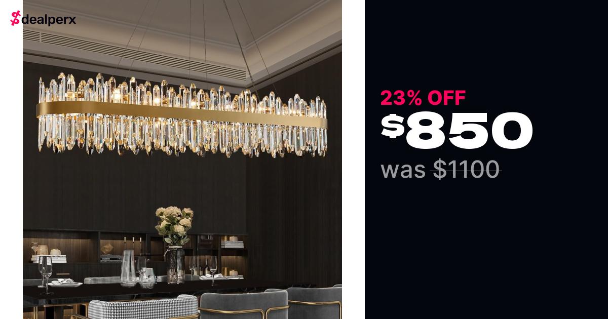 Gold Oval Crystal Chandelier L57 Inch - Dealperx
