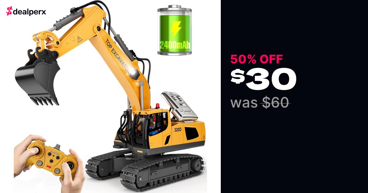 Remote Control Excavator Construction Toys for Boys, 2×1200mah Rc ...