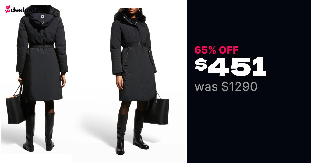 Sale on Mackage Kailyn Long Belted Parka Coat with Fur Hood size xxs